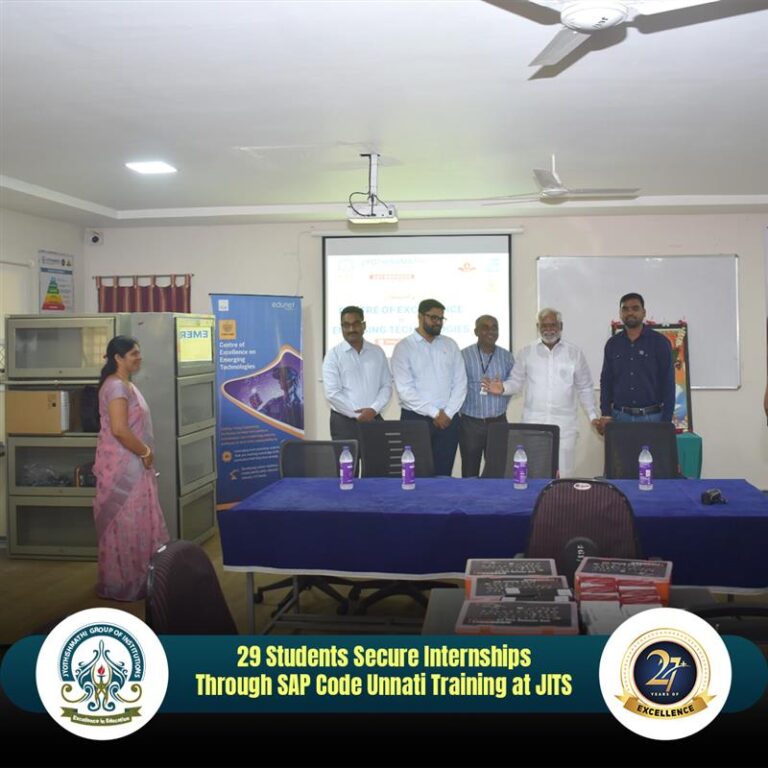 29 Students Secure Internships Through SAP Code Unnati Training at JITS - Best Engineering ...